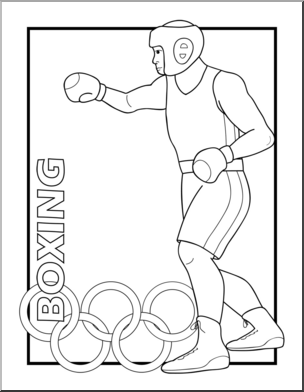 Clip Art: Summer Olympics Event Illustrations: Boxing B&W – Abcteach