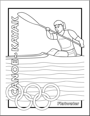 Clip Art: Summer Olympics Event Illustrations: Canoe Flatwater B&W – Abcteach
