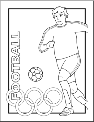 Clip Art: Summer Olympics Event Illustrations: Football B&W – Abcteach