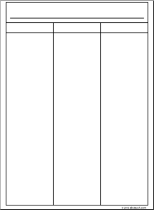 Clip Art: 3 Column Organizer 1 Portrait B&W – Abcteach