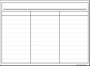 Clip Art: 3 Column Organizer 2 Landscape B&W – Abcteach