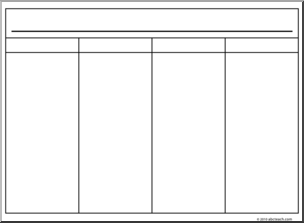Clip Art: 4 Column Organizer 1 Landscape B&W – Abcteach