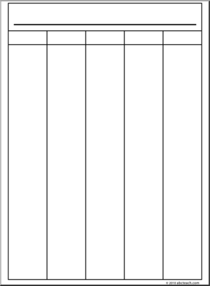 Clip Art: 5 Column Organizer 2 Landscape B&W – Abcteach
