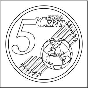 Clip Art: Euro 5 Cent B&W – Abcteach