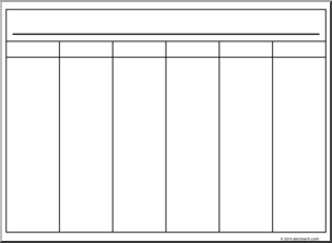 Clip Art: 6 Column Organizer 1 Landscape B&W – Abcteach