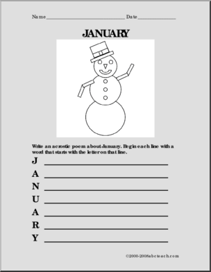 January Acrostic Form – Abcteach