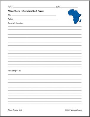 Book Report Form: Africa – Abcteach