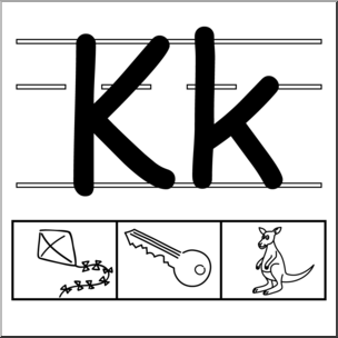Clip Art: Alphabet Set 01: K B&W – Abcteach