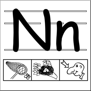 Clip Art: Alphabet Set 01: N B&W – Abcteach