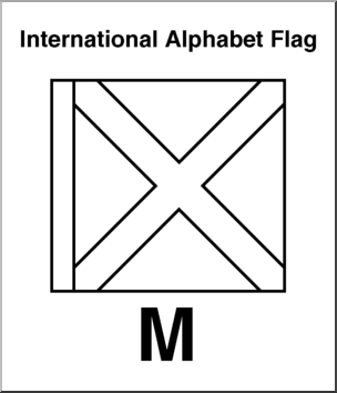 Clip Art: Flags: Alphabet Flag M B&W – Abcteach