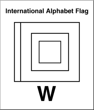 Clip Art: Flags: Alphabet Flag W B&W – Abcteach