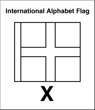Clip Art: Flags: Alphabet Flag X B&W – Abcteach