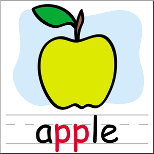 Clip Art: Basic Words: Double Consonants PP: Apple Color – Abcteach