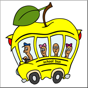 Clip Art: Apple School Bus Color 2 – Abcteach