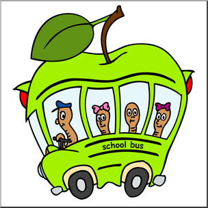 Clip Art: Apple School Bus Color 4 – Abcteach