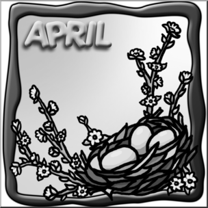 Clip Art: Month Graphic: April Grayscale – Abcteach