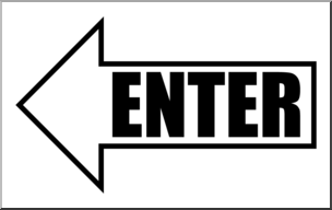 Clip Art: Arrow 01 Enter Left B&W – Abcteach