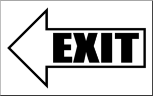 Clip Art: Arrow 01 Exit Left B&W – Abcteach