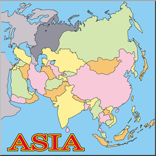 Clip Art: Asia Map Color Blank – Abcteach