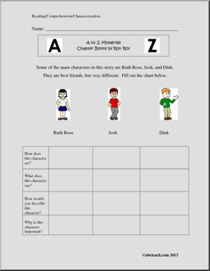 A to Z Mysteries; A to Z Characterization Page Book – Abcteach