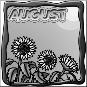 Clip Art: Month Graphic: August Grayscale – Abcteach