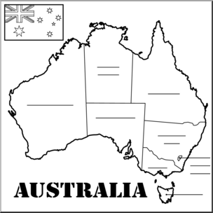 Clip Art: Australia Map B&W Unlabeled – Abcteach
