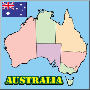 Clip Art: Australia Map Color Blank – Abcteach