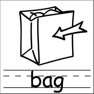 Clip Art: Basic Words: Bag B&W Labeled – Abcteach