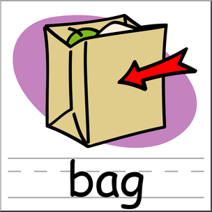 Clip Art: Basic Words: Bag Color Labeled – Abcteach