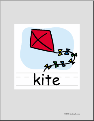 Clip Art: Basic Words: Kite Color (poster) – Abcteach