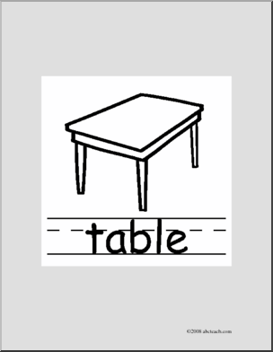 Clip Art: Basic Words: Table B/W (poster) – Abcteach