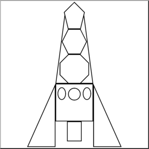 Clip Art: Basic Shapes: Rocket B&W – Abcteach