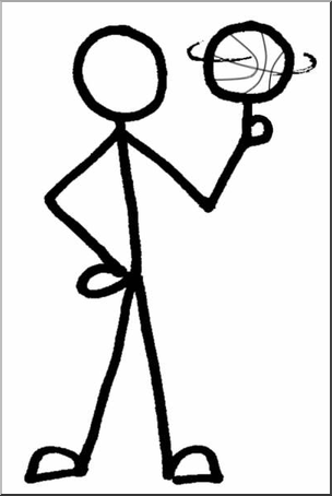 Clip Art: Stick Guy Basketball B&W – Abcteach
