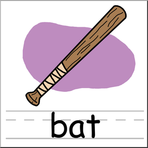 Clip Art: Basic Words: Bat Color Labeled – Abcteach