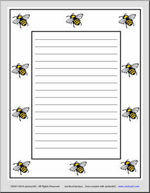 Border Paper: Bees (with lines) – Abcteach