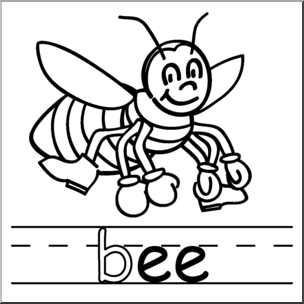 Clip Art: Basic Words: -ee Phonics: Bee B&W – Abcteach