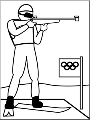 Clip Art: Winter Olympics: Biathlon B&W – Abcteach