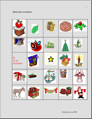 Bingo de Navidad: Tarjetas del 11 al 14. – Abcteach