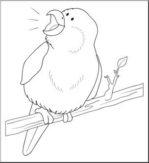 Clip Art: Cartoon Bird Singing B&W – Abcteach