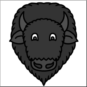 Clip Art: Cartoon Animal Faces: Bison Grayscale – Abcteach