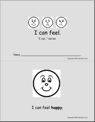 Early Reader: “I can…” (feelings – b/w) – Abcteach