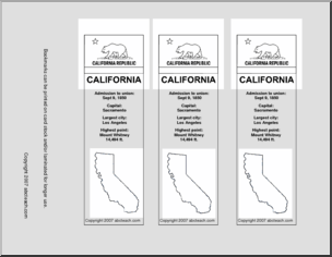 Bookmark: U.S. States – California (b/w) – Abcteach