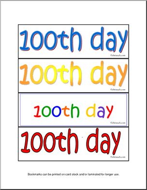 100th Day Bookmark – Abcteach