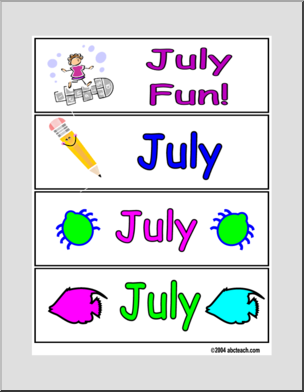 Calendar: July (header) – patriotic – Abcteach