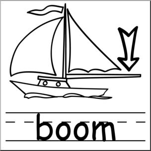 Clip Art: Basic Words: Boom B&W Labeled – Abcteach