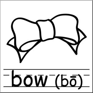 Clip Art: Basic Words: Bow 3 B&W Labeled – Abcteach