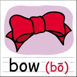 Clip Art: Basic Words: Bow 3 Color Labeled – Abcteach