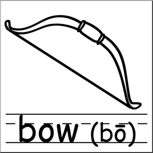 Clip Art: Basic Words: Bow 4 B&W Labeled – Abcteach