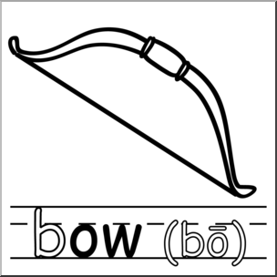 Clip Art: Basic Words: -ow Phonics: Bow 4 B&W – Abcteach