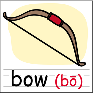 Clip Art: Basic Words: Bow 4 Color Labeled – Abcteach